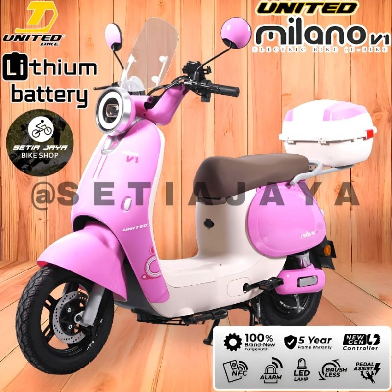 Jual Sepeda Listrik E-Moped 14" UNITED MILANO V1 48V 24Ah Lithium ...