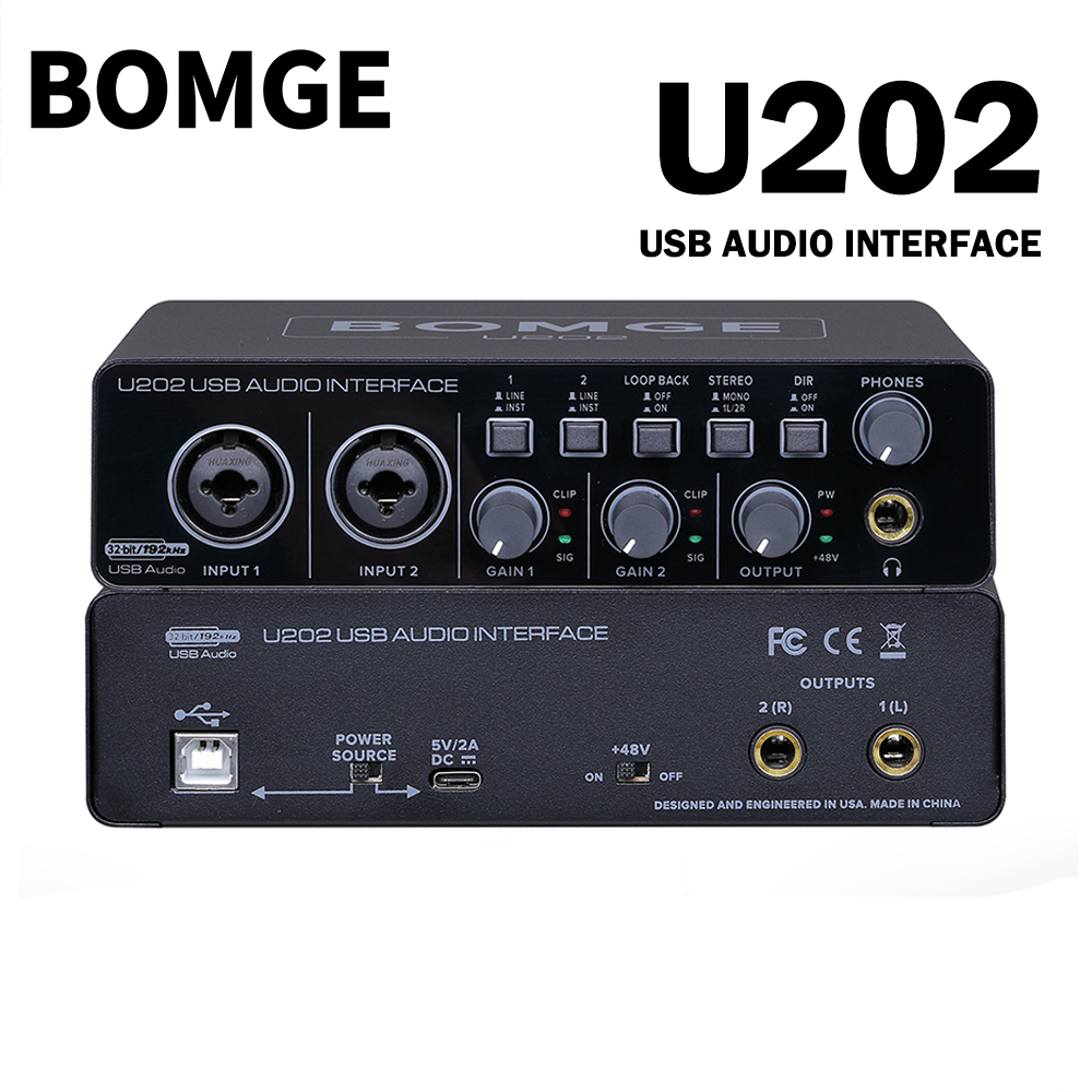 Jual BOMGE U202 USB Audio Interface with Mic Preamplifier XLR/TSR/TS Ports,48V,32-Bit/192kHz ...