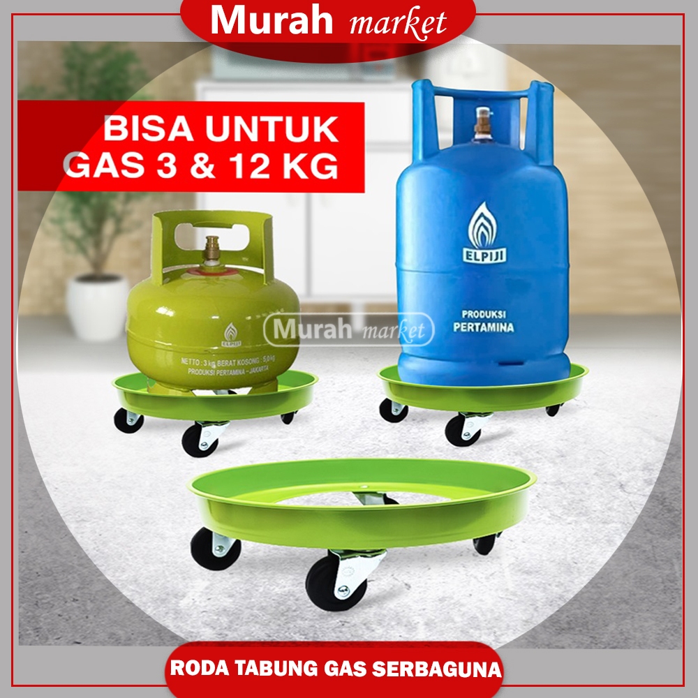 Jual KENMASTER Tatakan gas Roda Tabung Gas Elpiji Besi Bulat Plus Roda 3kg 5kg 12kg HIJAU ...