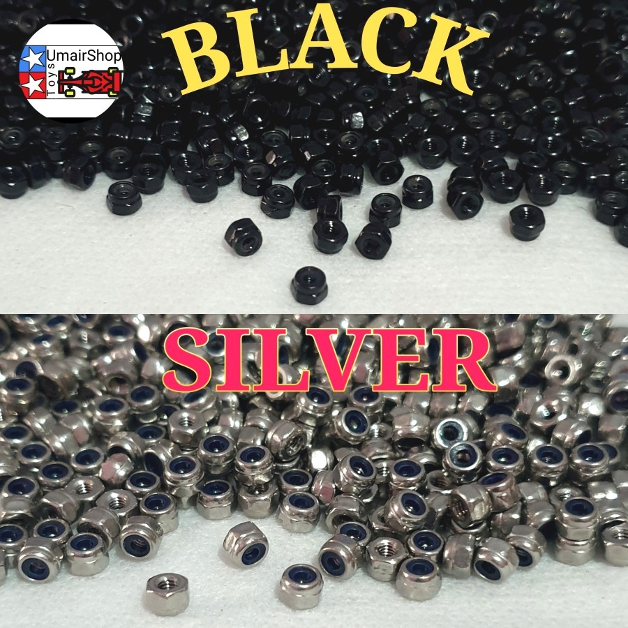 Jual Rep Tamiya Locknut m2 Nilon Lock Nut Silver / Hitam/ Mur Tamiya ...