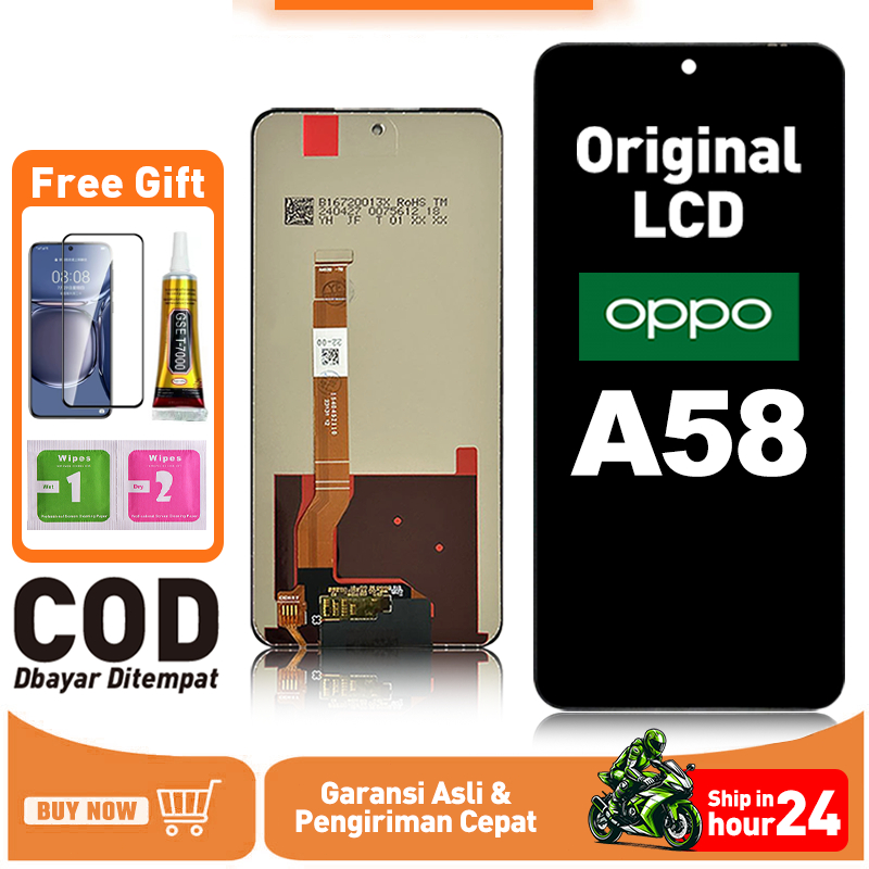 Jual LCD OPPO A58 TOUCHSCREEN Fullset Asli Crown Murah Ori Compatible For Glass Touch Screen ...
