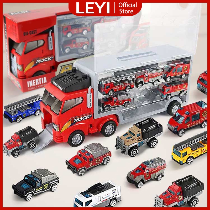 Jual LEYI Mainan Truk Mobil Truk Alloy Dengan Tempat Penyimpanan Mobil ...