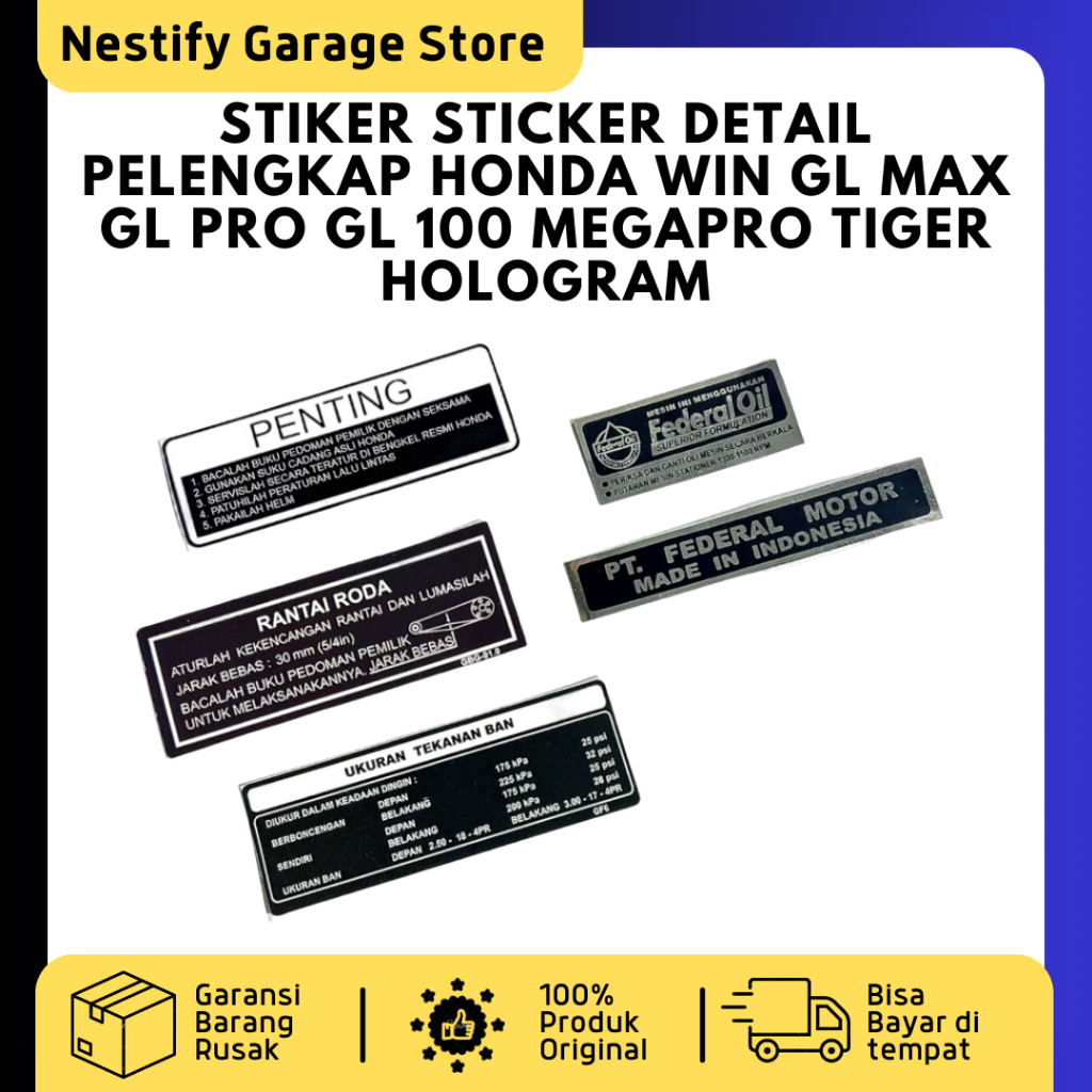 Jual STIKER DETAIL PELENGKAP HONDA GL 100 125 PRO MAX SERIES MEGAPRO ...