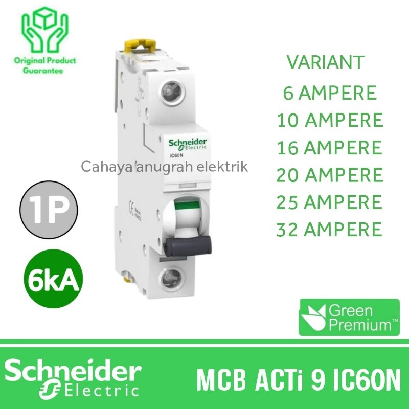 Jual MCB Schneider ic60n 6A/10A/16A/20A 1 Phase MCB IC60N 6A 10A 16A 20A 25A 1P original ...