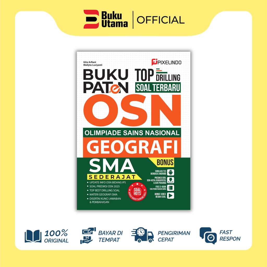 Jual Buku Paten OSN Geografi SMA/MA (Mencakup Materi, Soal, Pembahasan dan Prediksi Soal OSN ...