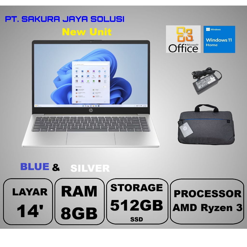 Jual Laptop HP 14-em0332AU Gold/Silver Ryzen 3 RAM 8GB Storage 512GB ...