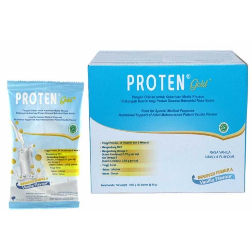Jual Proten Gold Rasa Vanilla Flavour isi 20sachet | Shopee Indonesia