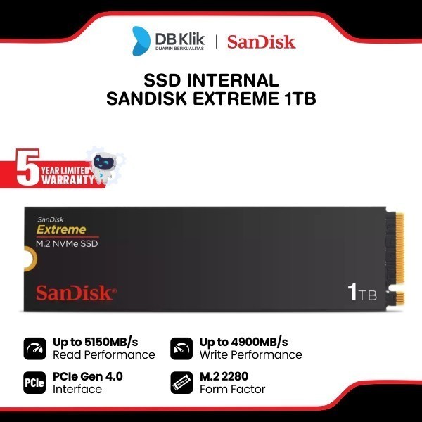 Jual SSD Internal Sandisk Extreme 1TB M2 Nvme Pcie Gen 4 SDSSDX3N-1T00 ...