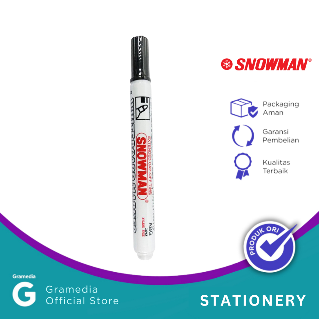 Jual Snowman - Spidol Whiteboard Abg -12 Warna Hitam | Shopee Indonesia