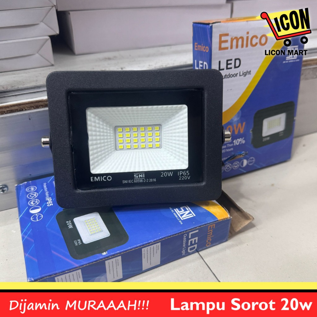 Jual EMICO LAMPU SOROT LED 20 WATT / LED FLOOD LIGHT / LED OUTDOOR LIGHT | Shopee Indonesia