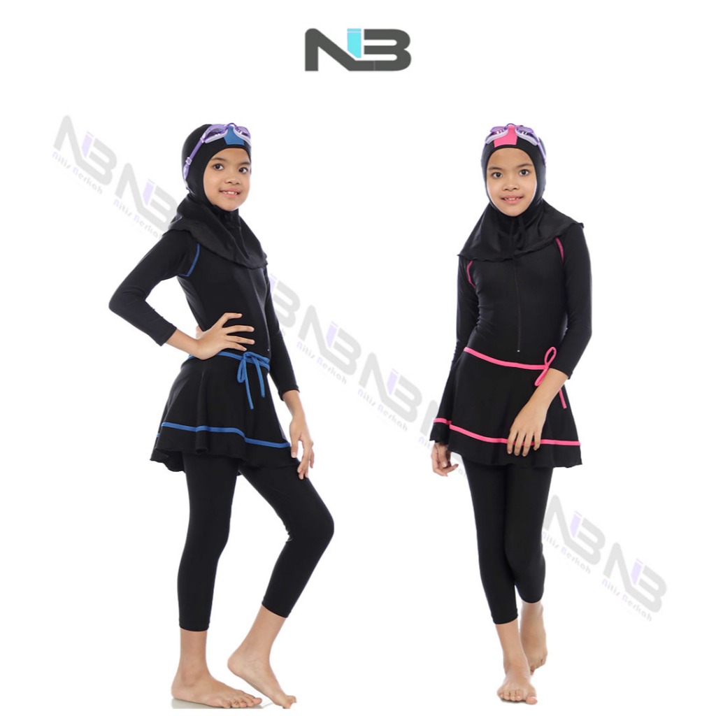 Jual NIBER Baju Renang Anak 5-9th Model Muslim Free HIjab Renang,Gaun ...