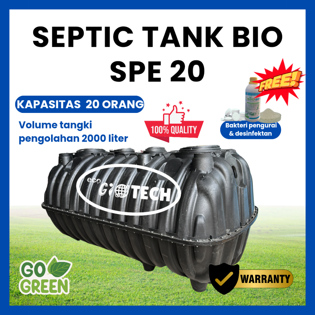 Jual Septic Tank Bio SPE 20 HDPE Kapasitas 20 Orang Volume 2000 Liter ...