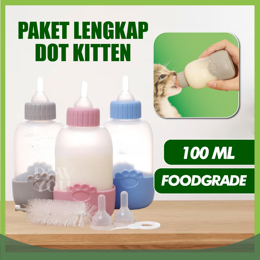 Jual Botol Susu Kucing 100ml Paket Lengkap Dot Tahan Panas Bayi Kitten ...