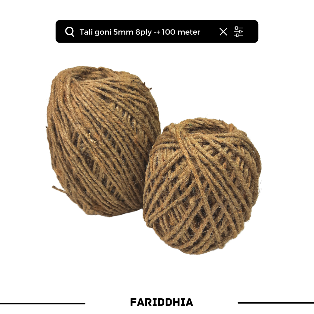 Jual Tali Goni Tali Jute Rami Yarn ukuran 8ply 5mm panjang 100 meter ...