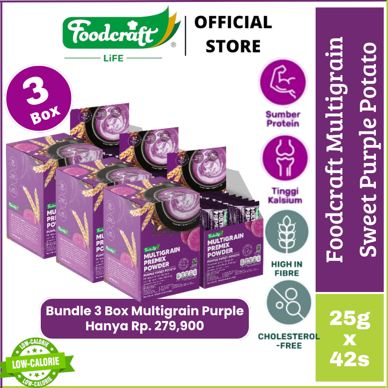 Jual 【Bundle 3 Box】 Foodcraft Premix Multigrain Powder Purple Sweet Potato Minuman Serbuk Sereal ...