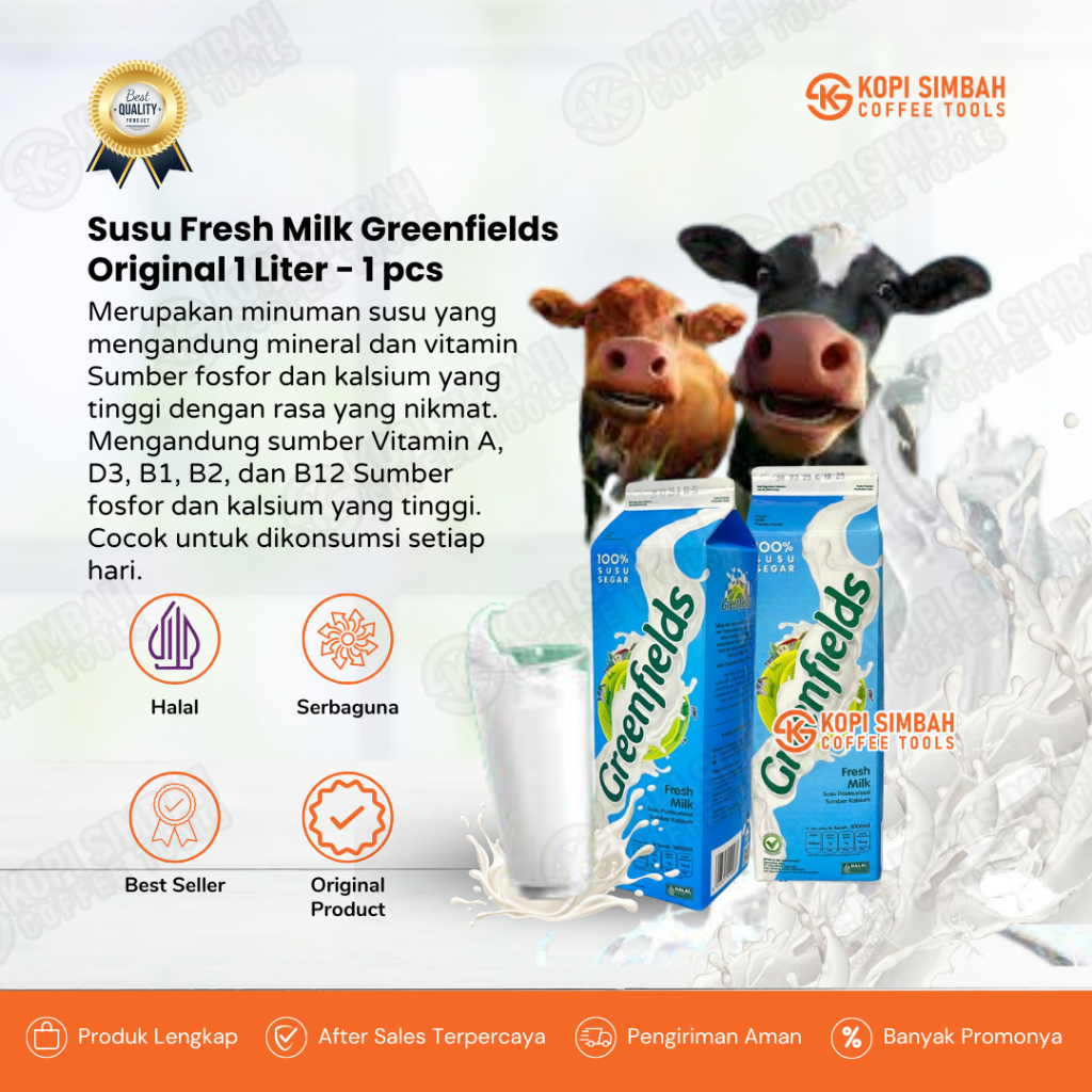 Jual Susu Fresh Milk Greenfields Susu Sapi Segar Original 1 Liter ...