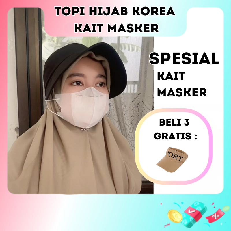 Jual ALUNAR Topi Kait Masker Hijab Cepol Half Pantai Wanita Korea ...