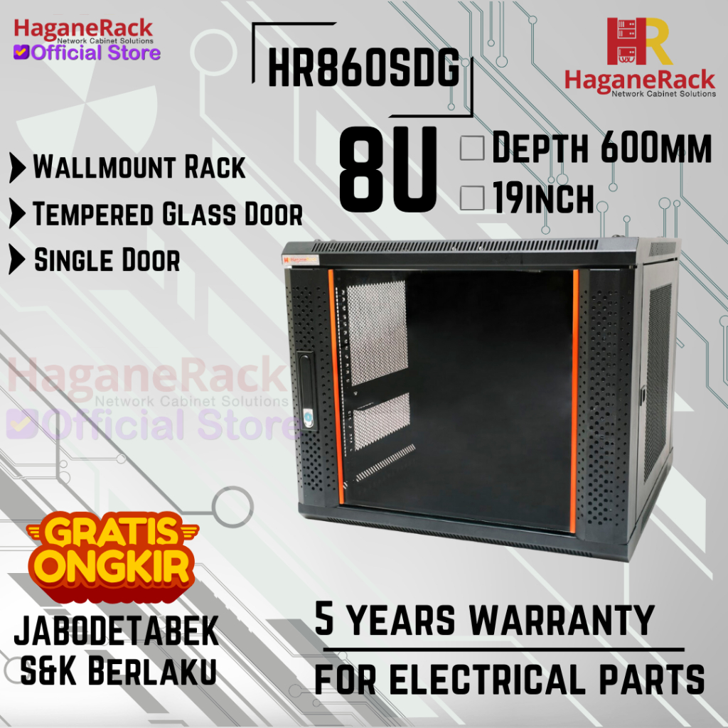 Jual HaganeRack Wallmount Rack HR860SDG - Rak Server 8U Depth 600mm ...
