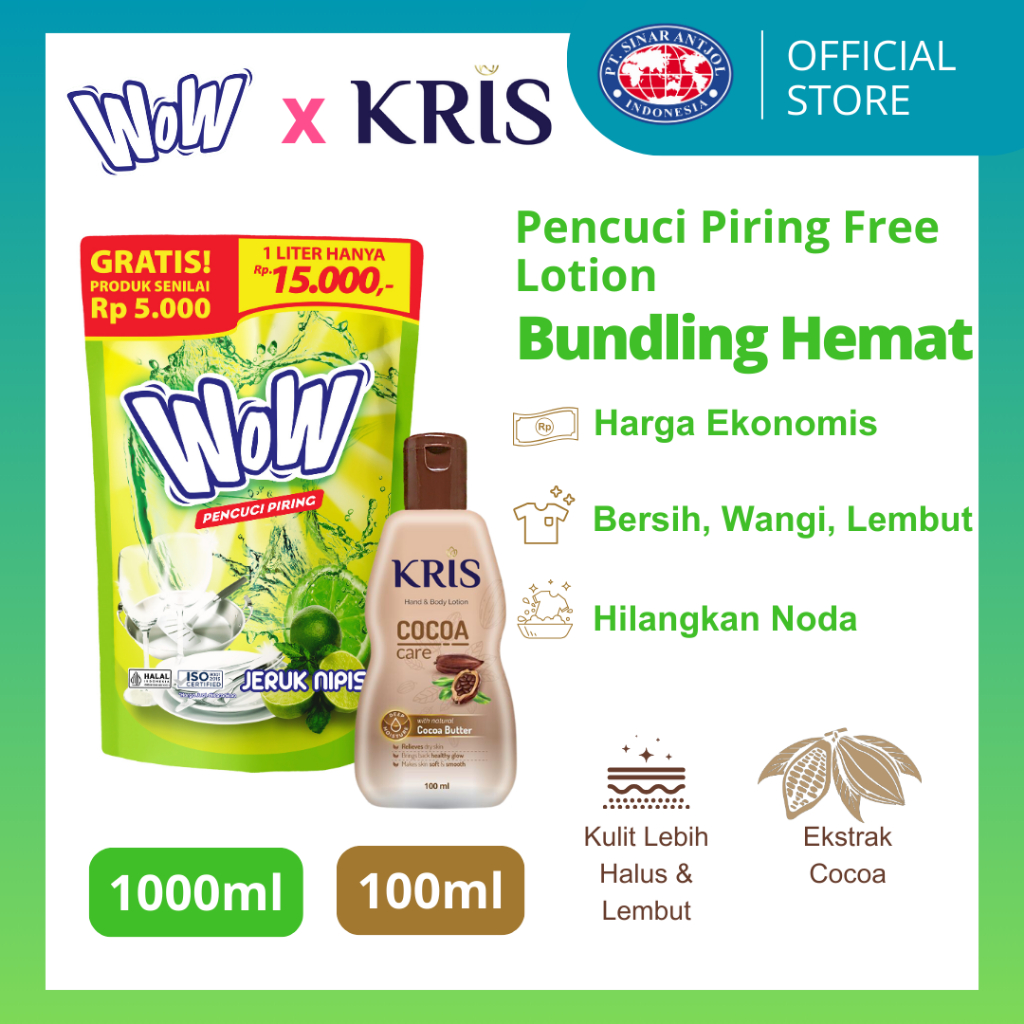 Jual Beli WOW Dishwash 1000ml Cuci Piring GRATIS Kris COCOA 100ml Hand ...