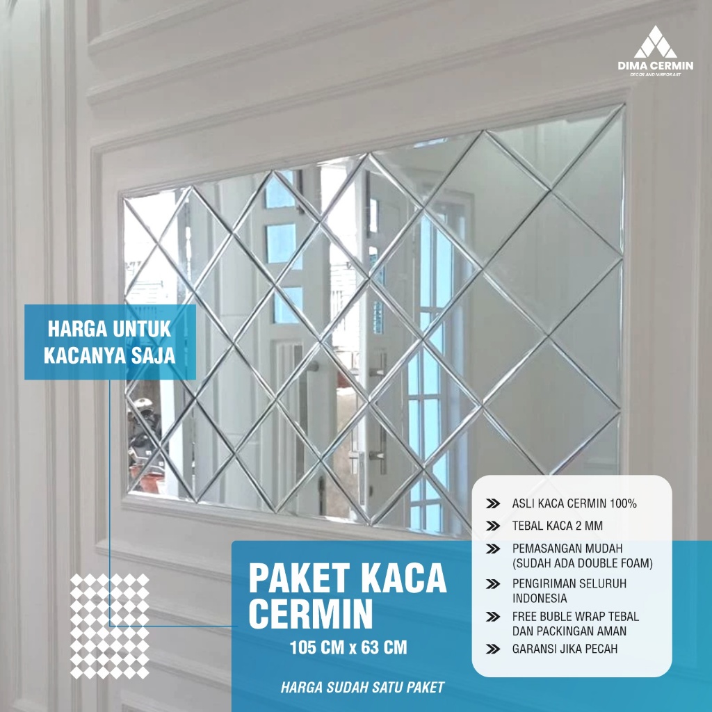 Jual Set Kaca Cermin Moulding 105CM x 63CM / Mudah Pemasangan / Kaca ...