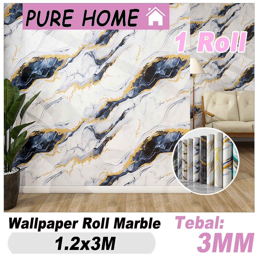 Jual Pure Home -Wallpaper Dinding Vinyl Marble Ukuran1.2 x 3M Foam Roll ...