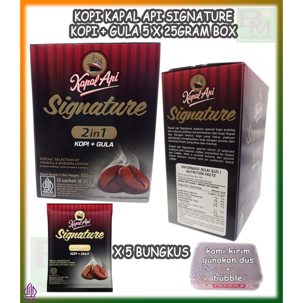 Jual Kopi Kapal Api gula Signature 1 Box Isi 5 Saset | Shopee Indonesia