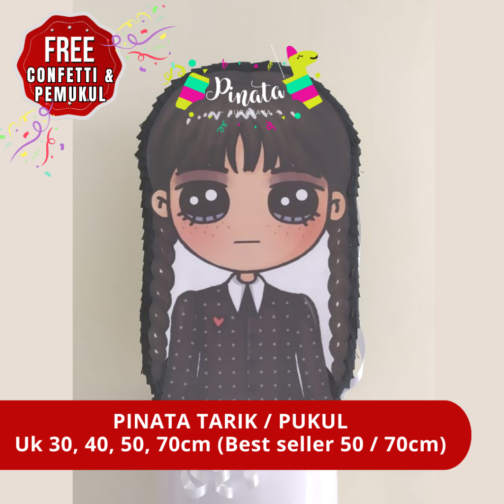 Jual Pinata ulang tahun Print Wednesday Addams Family Horror pukul ...