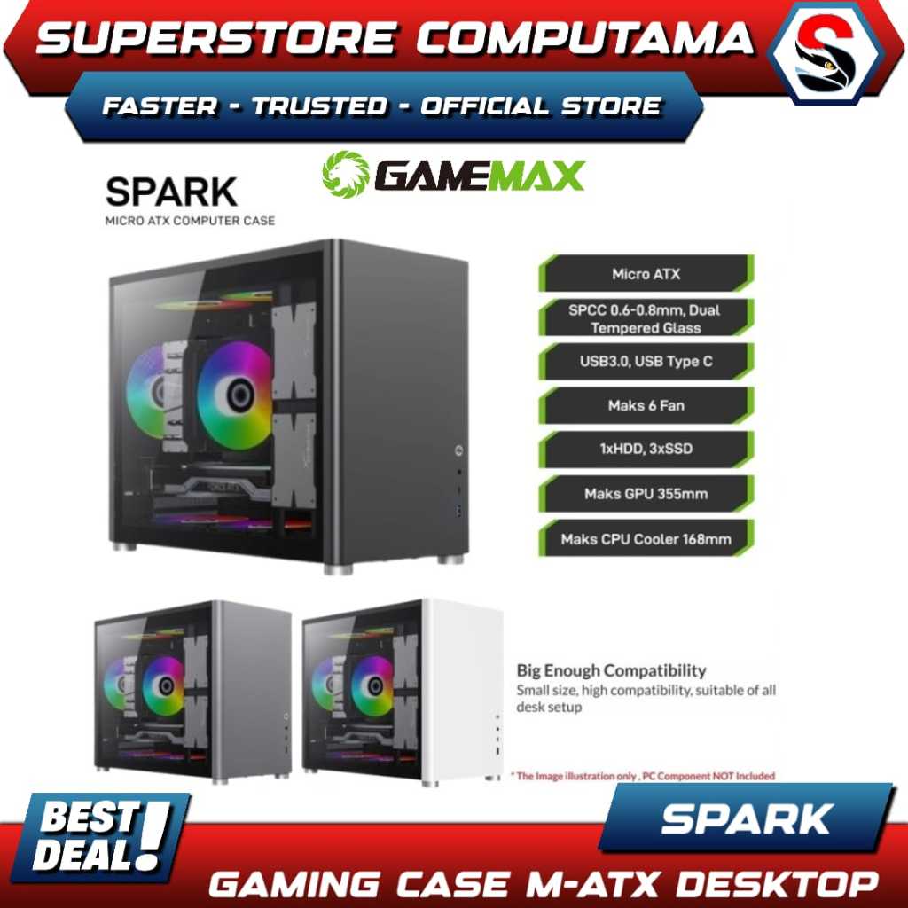 Jual Casing GameMax Spark Micro ATX Desktop Gaming PC Case | Shopee Indonesia