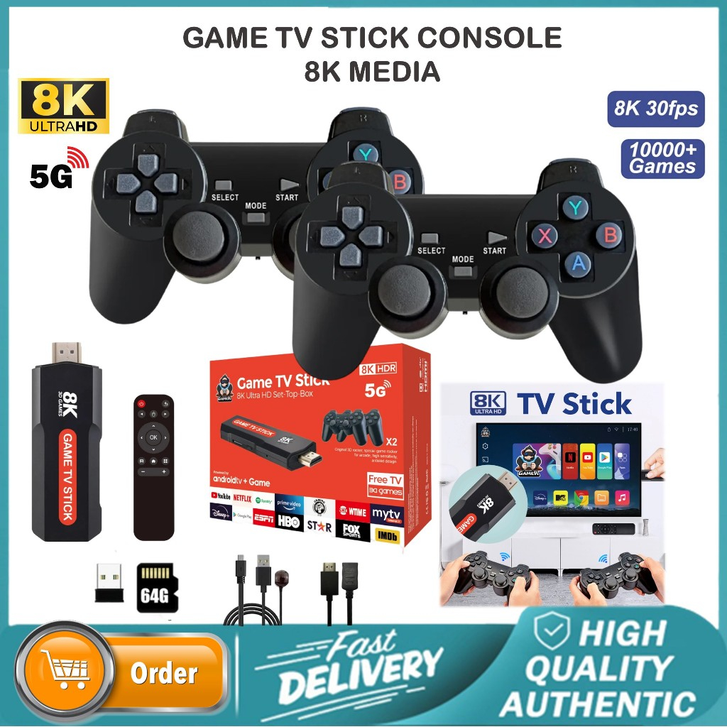 Jual Game TV Stick Console 8K Media Player Smart TV Box Android 10 2.4G ...