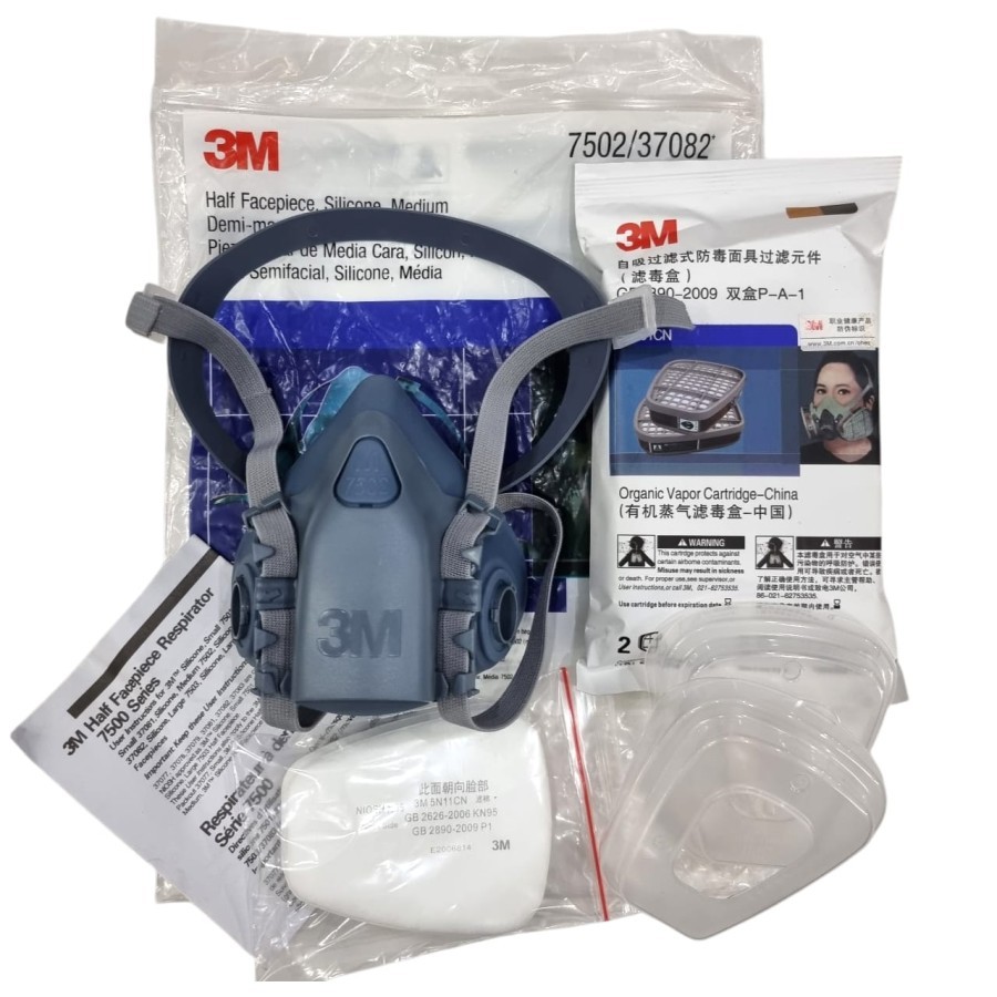 Jual Masker 3M 7502 3M Half Facepiece Respirator Half Gas Mask Medium ...