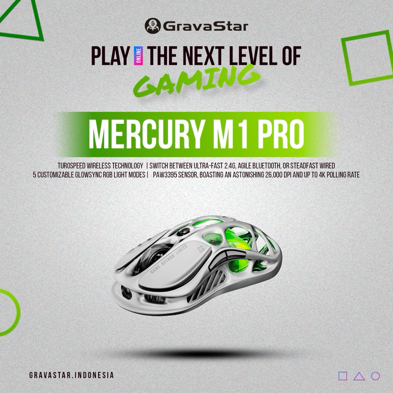 Jual GravaStar Mercury M1 Pro Wireless Gaming Mouse Gunmetal Gray | Shopee Indonesia