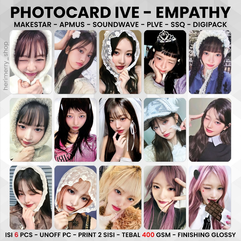 Jual (ISI 6 PCS) Photocard IVE EMPATHY Rebel Heart - PC Premium 2 Sisi Kartu Kpop Merch ...