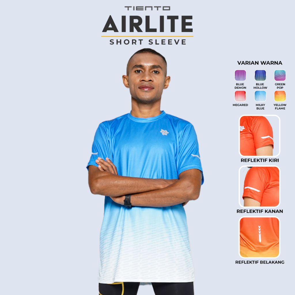 Jual Tiento Baju Lari Ringan Jersey Running Anti UV Pria Dry Fit Lengan ...