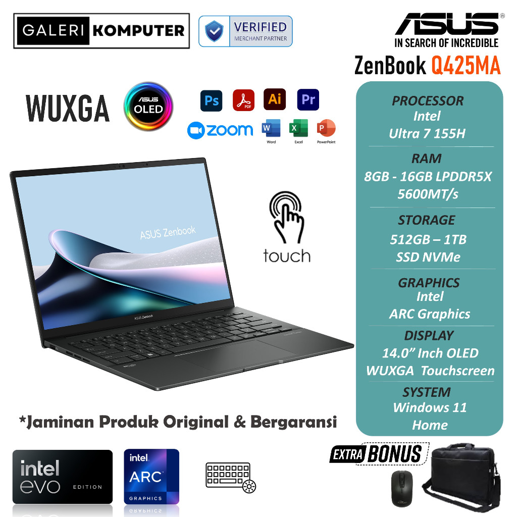 Jual Laptop OLED ASUS Zenbook 14 Q425MA Intel Ultra 7 155H RAM 16GB ...