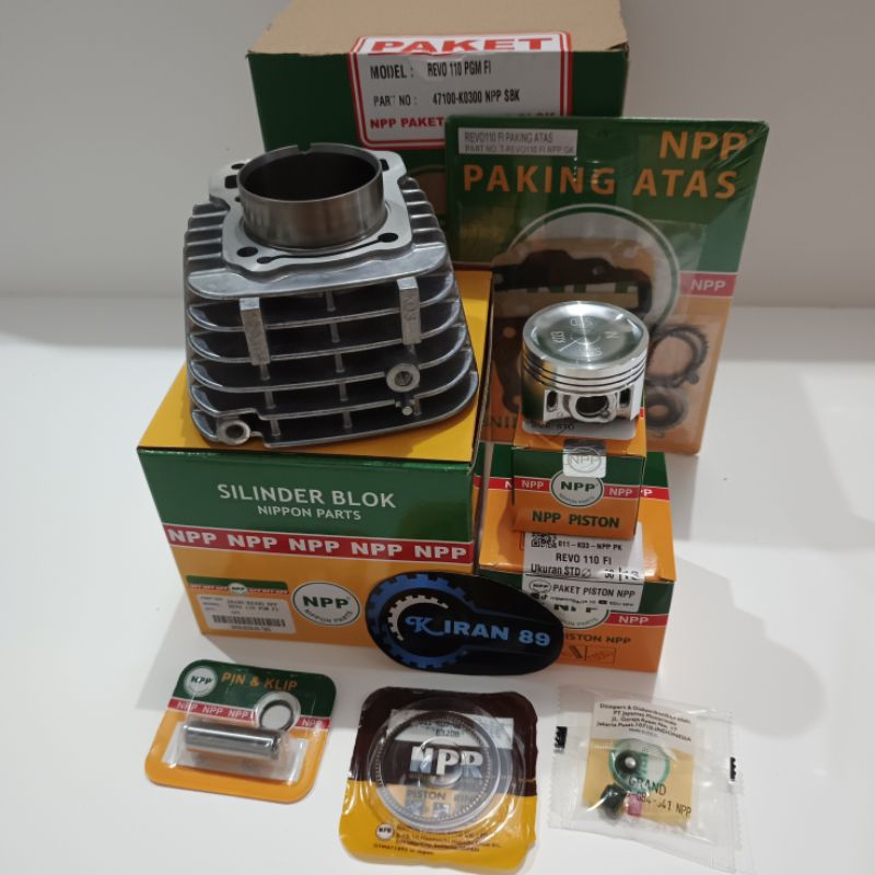 Jual Blok seher boring silinder Revo 110 Fi plus piston kit paking ...