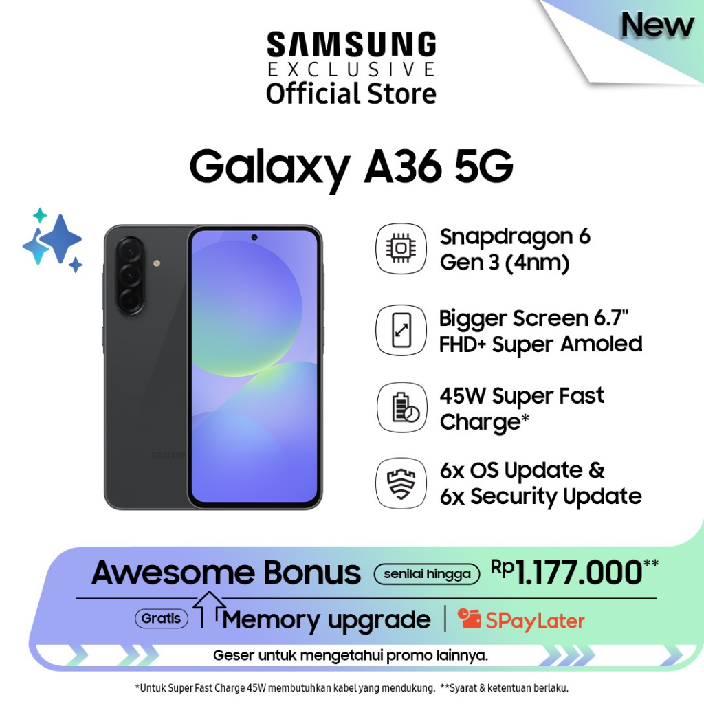 Jual Samsung Galaxy A36 5G 12/256 GB - Awesome Black | Galaxy AI ...