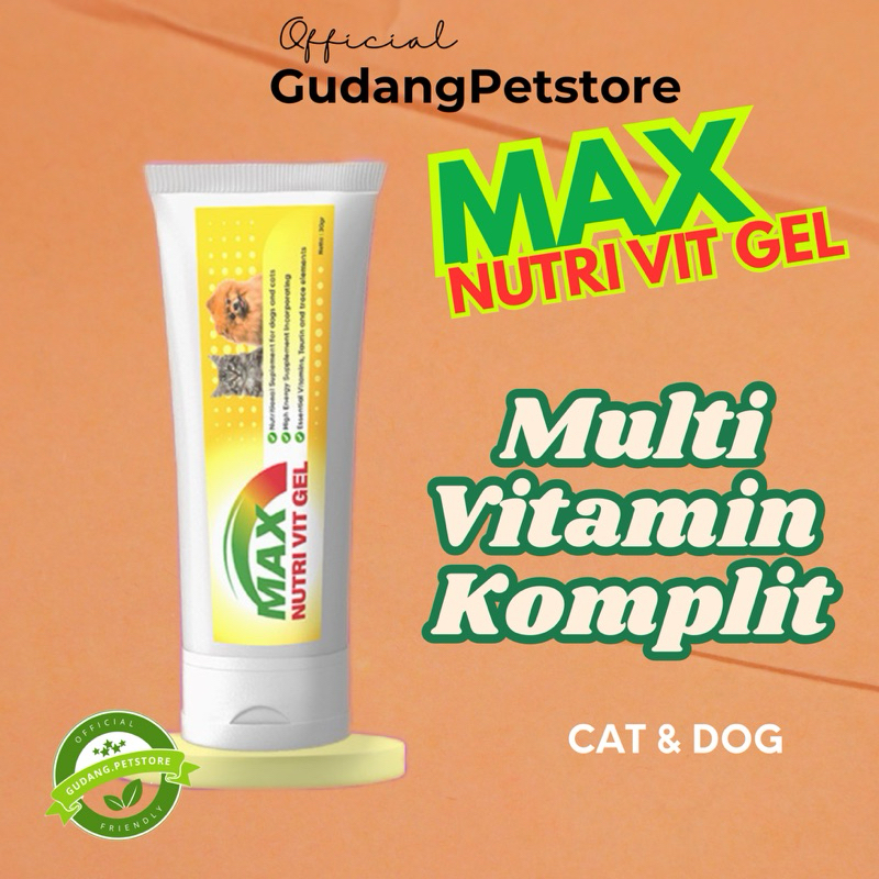 Jual MAX NUTRI VIT GEL Suplemen kaya gizi untuk kucing dan anjing ...