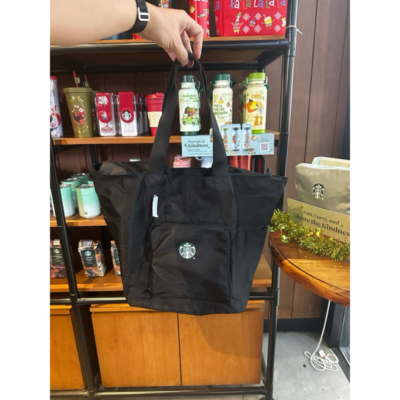 Jual Starbucks Totebag Foldable Bag Black and Mint Limited Edition (Isi ...