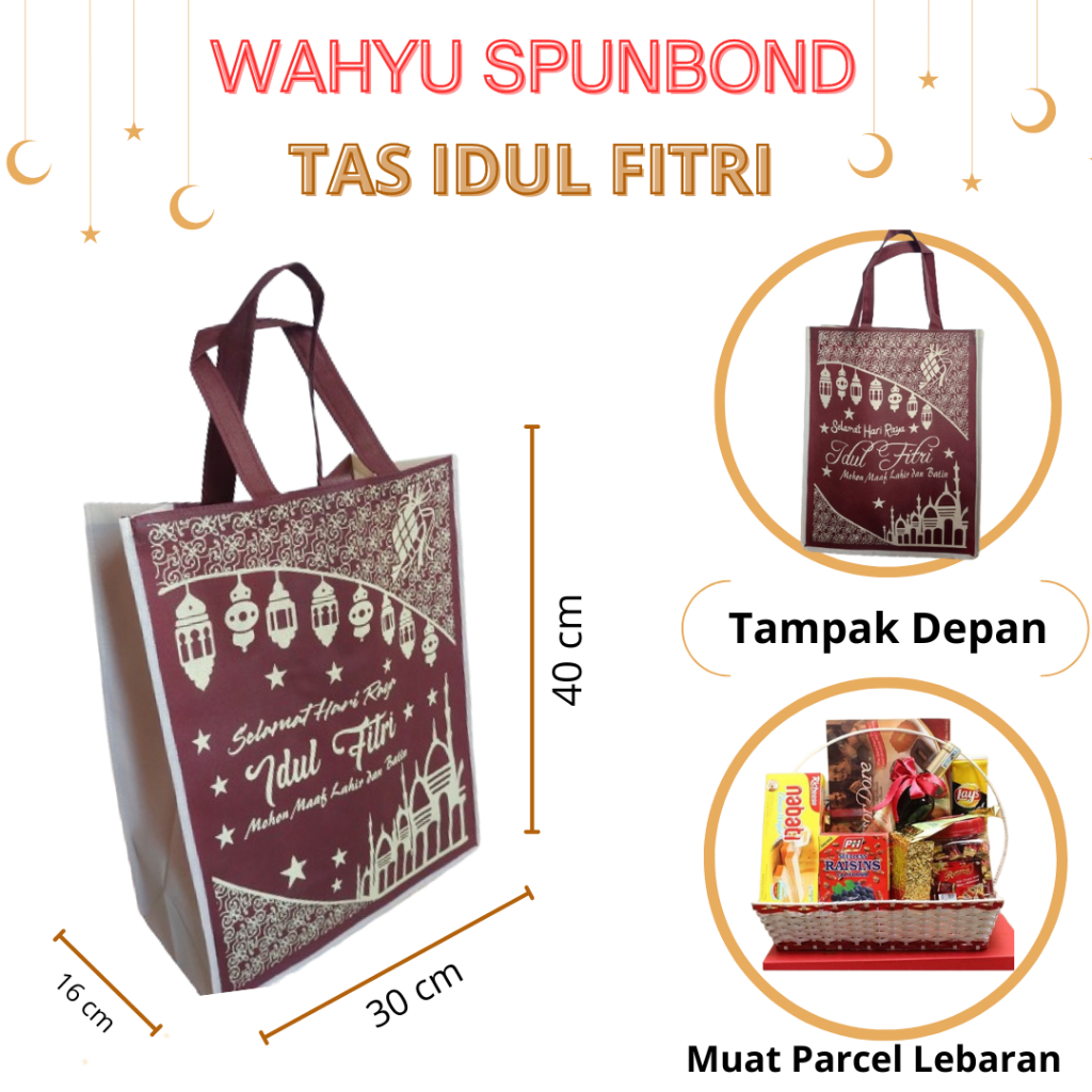 Jual (ISI 12 PCS) TAS PARCEL IDUL FITRI / GOODIE BAG IDUL FITRI / TAS SPUNBOND / TAS BINGKISAN ...