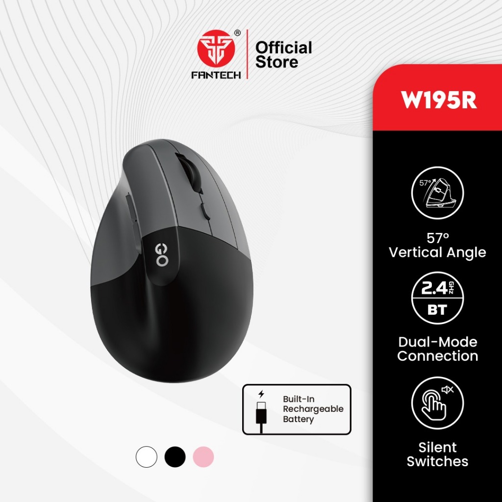 Jual Fantech Wireless Vertical Mouse Ergonomis Silent Click 2.4ghz + Bluetooth 5 Mouse Office ...