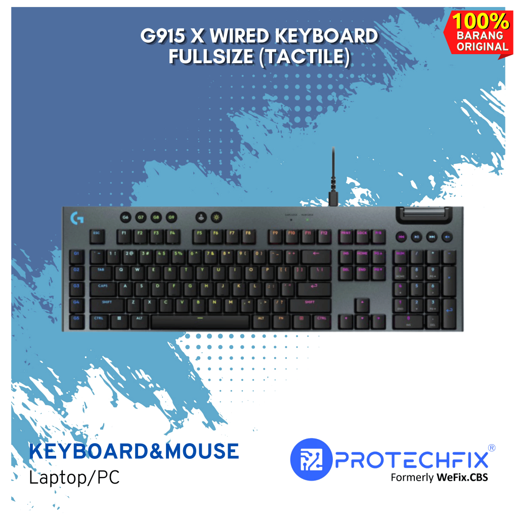 Jual Logitech G915 X Low Profile Keyboard Gaming Wired Keycaps PBT RGB ...