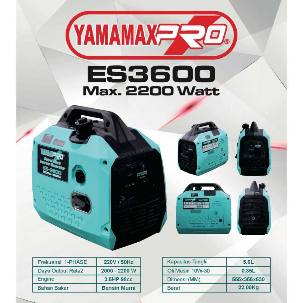 Jual Genset Silent Inverter 2200 Watt Yamamax Pro ES 3600 ES3600 Genset Bensin Portable 2000 ...