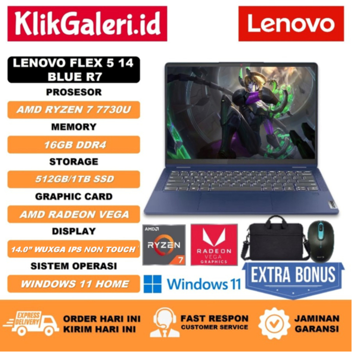 Jual Laptop 2in1 Lenovo Ideapad Flex 5 14 Amd Ryzen 7 7730U 16GB 1TB SSD 14 WUXGA IPS ...