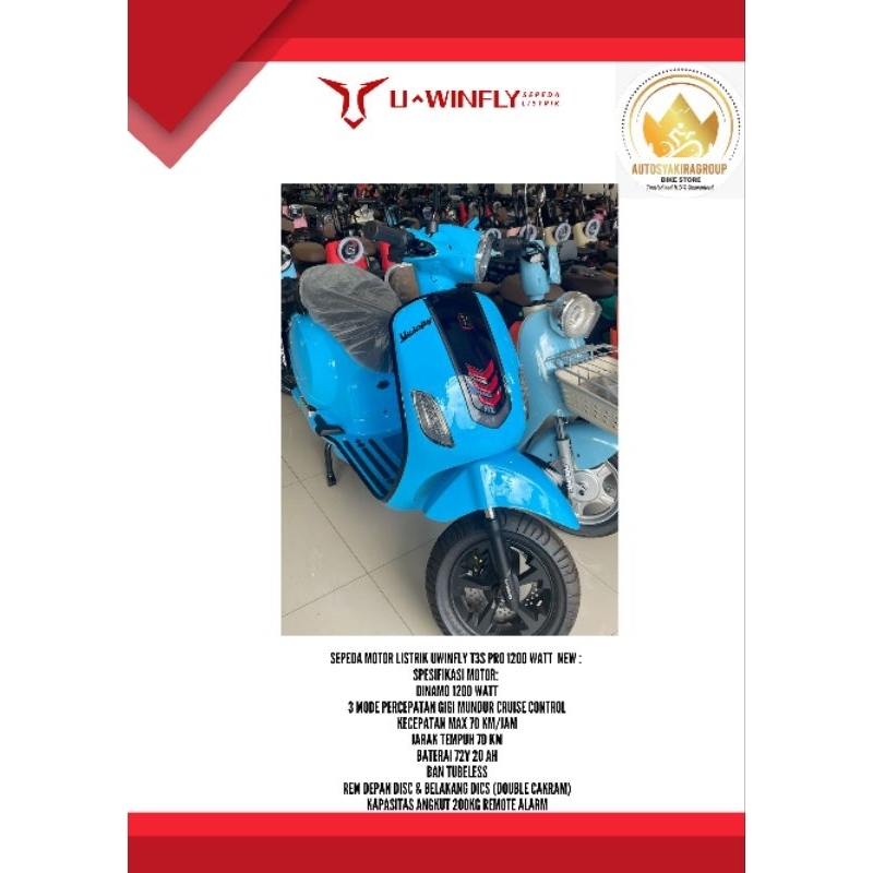 Jual Sepeda Motor Listrik Uwinfly T3S Pro 1200 Watt Ready Siap Kirim. | Shopee Indonesia