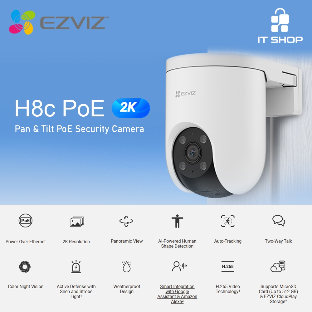 Jual Ezviz H8c PoE 2K 3MP Pan & Tilt Outdoor Camera | Shopee Indonesia
