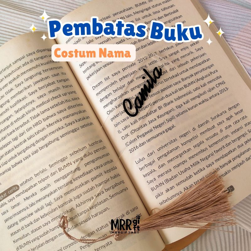 Jual Pembatas buku nama bahan akrilik / acrylic bookmark / aesthetic ...
