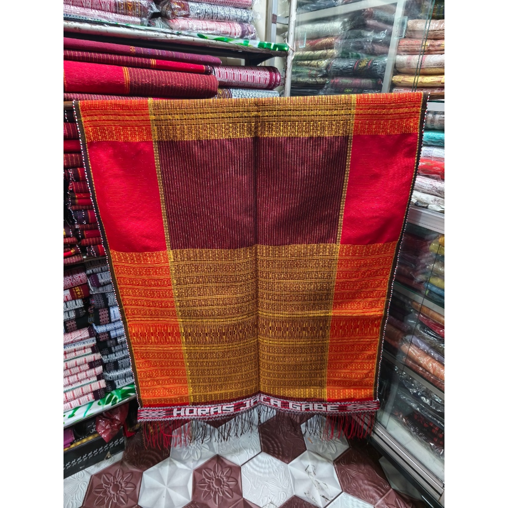 Jual Ulos Toba Ragi Hotang Toba Tenun Mesin Motif Gorga Polos Merah ...