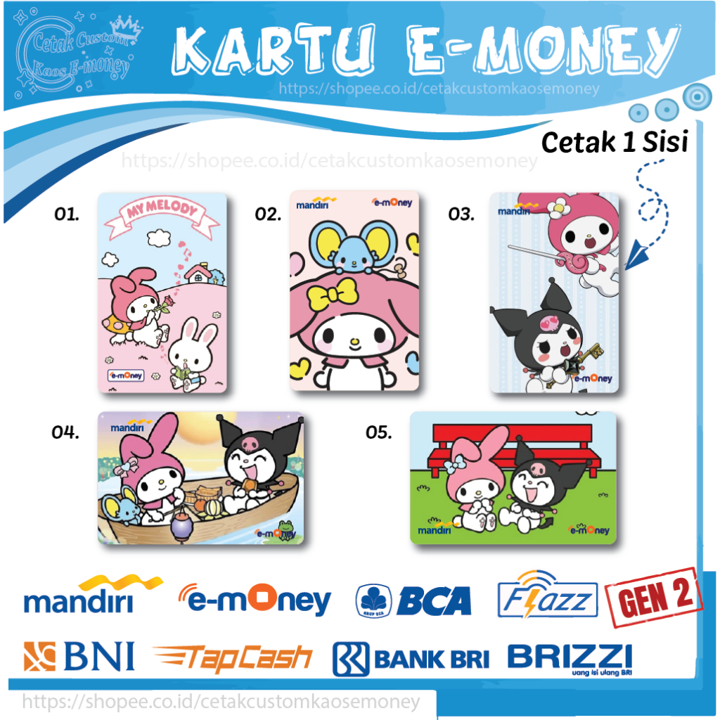 Jual KARTU EMONEY ETOLL GAMBAR KARTUN SANRIO MY MELODY EMONEY MANDIRI ...