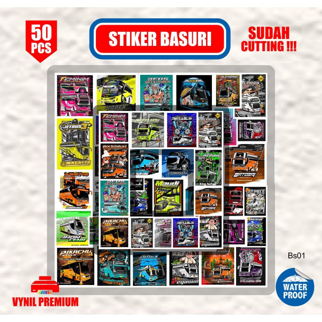 Jual Sticker Bus Basuri BS 001 isi 50pcs sudah cutting | Shopee Indonesia