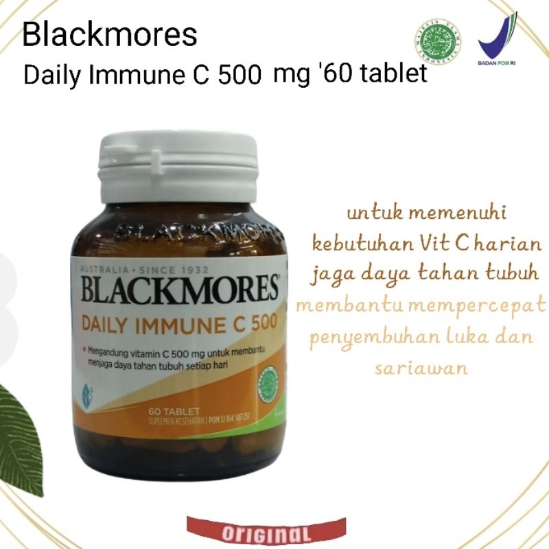 Jual BLACKMORES DAILY IMMUNE C 500 mg isi 60 tablet ED:20/08/2026 produk original | Shopee Indonesia